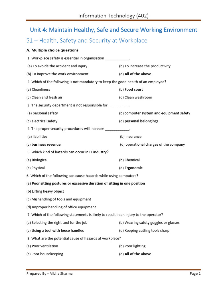 Unit-4 Managing Health and Sefety | PDF | Occupational Safety And ...