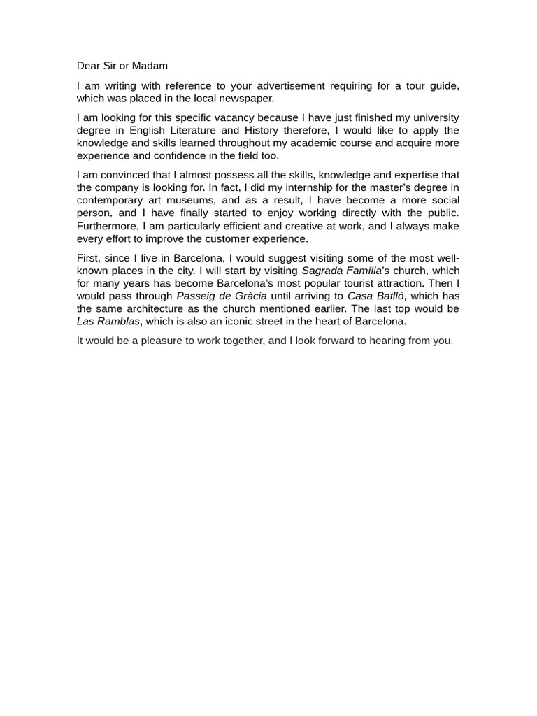 A Letter of Application | PDF