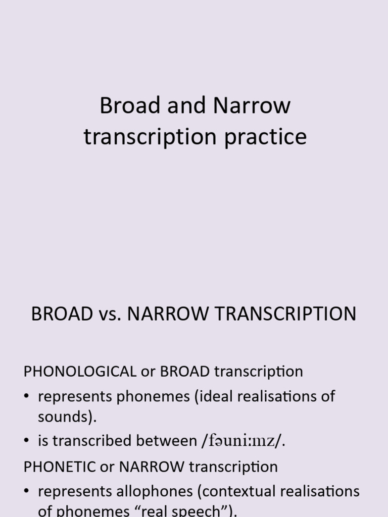 Broad and Narrow Transcription Practice | PDF | Oral Communication ...