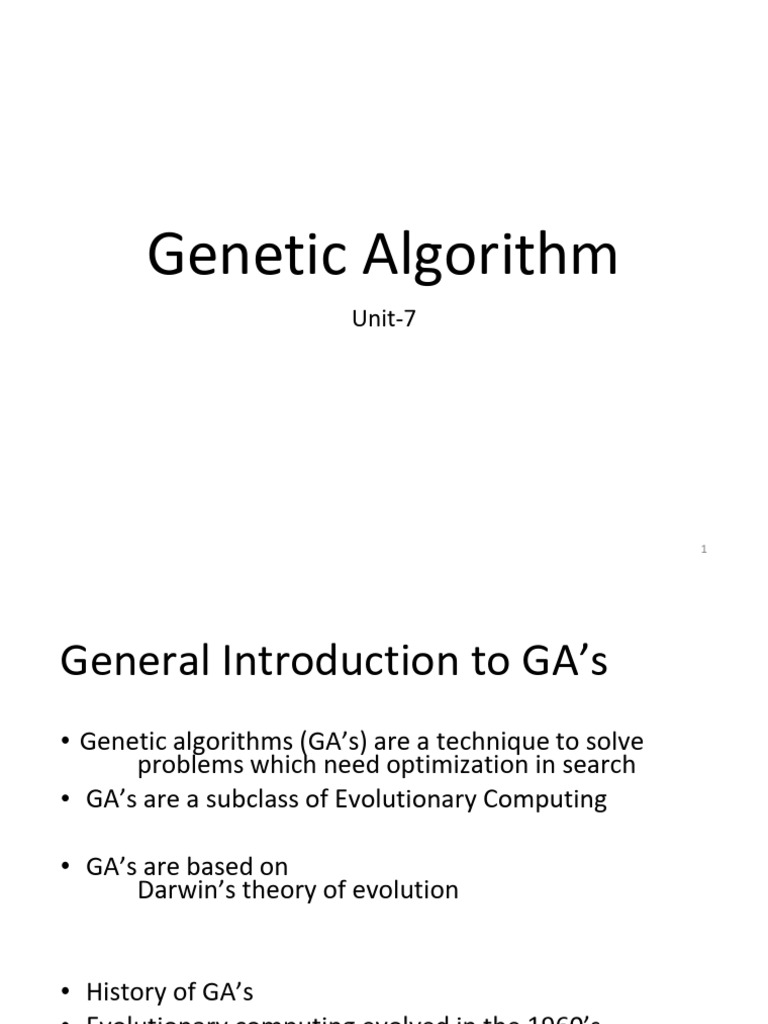 Unit-7 - Genetic Algorithm | PDF | Genetic Algorithm | Evolution