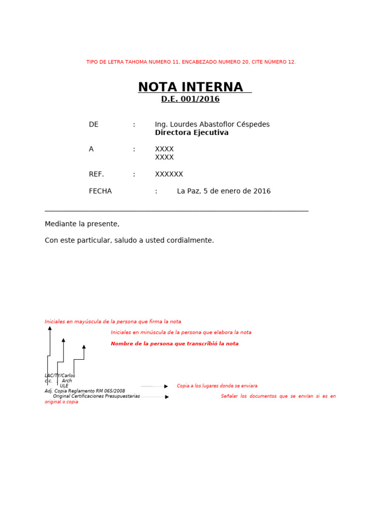 Nota Interna D.E. 001/2016 | PDF