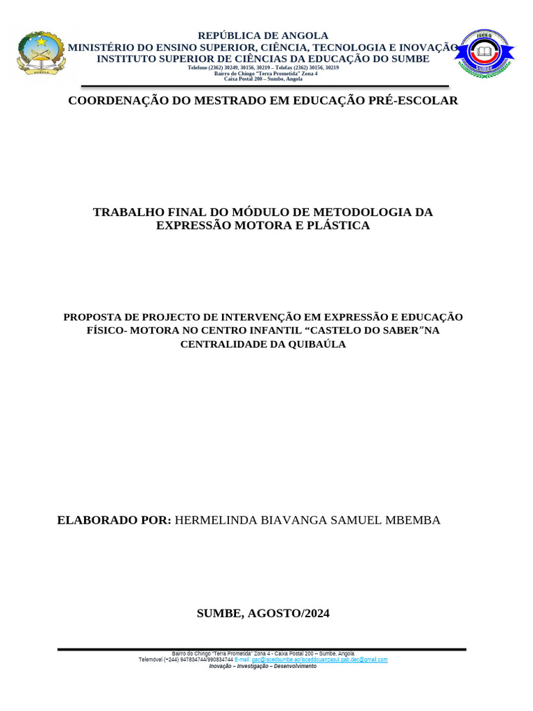 Importância da Expressão Motora no Pré-Escolar | PDF | Pré-escola ...