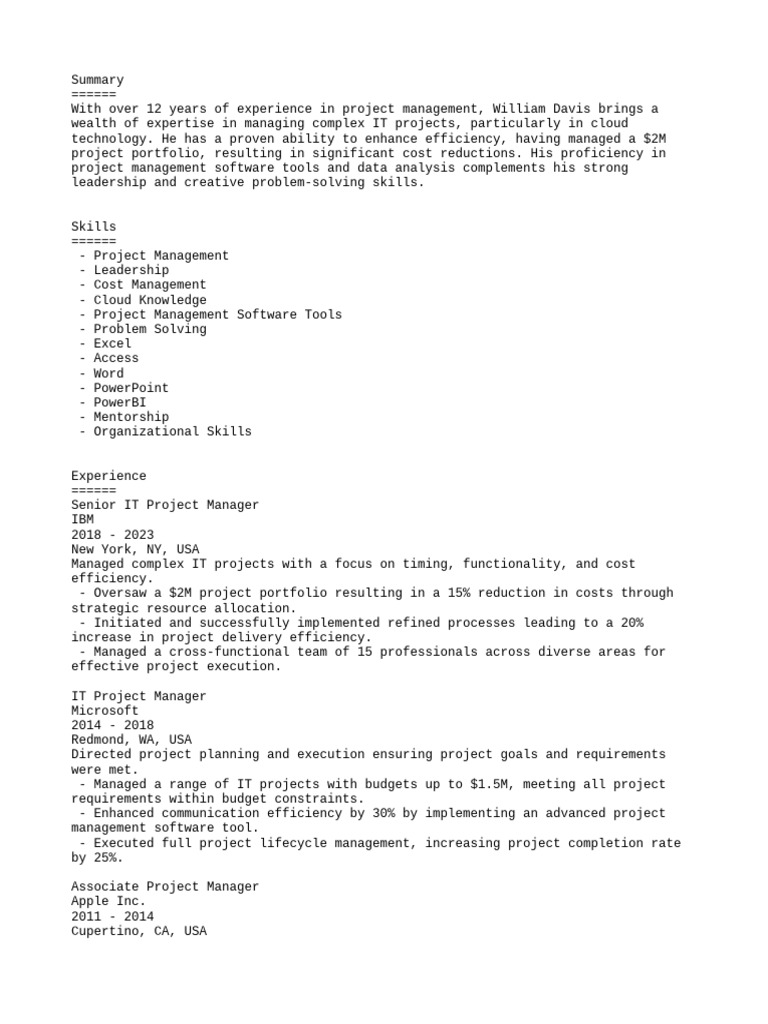 CV | PDF | Project Management | Mentorship