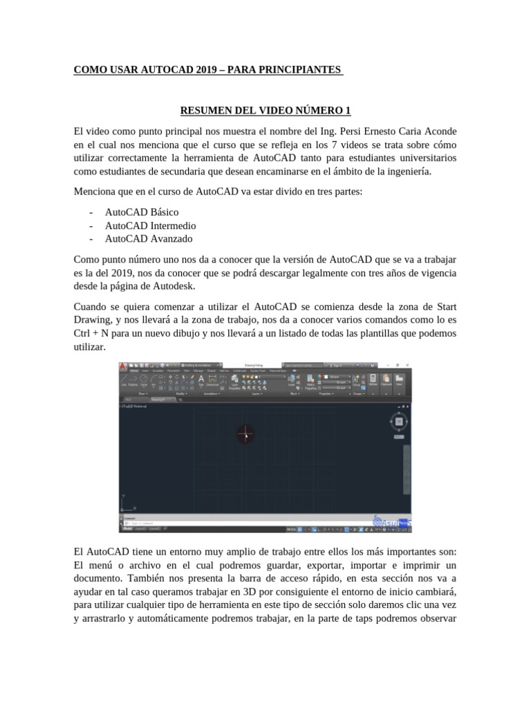 Guía para Usar AutoCAD 2019: Principiantes | PDF | Cad automático | Dibujo