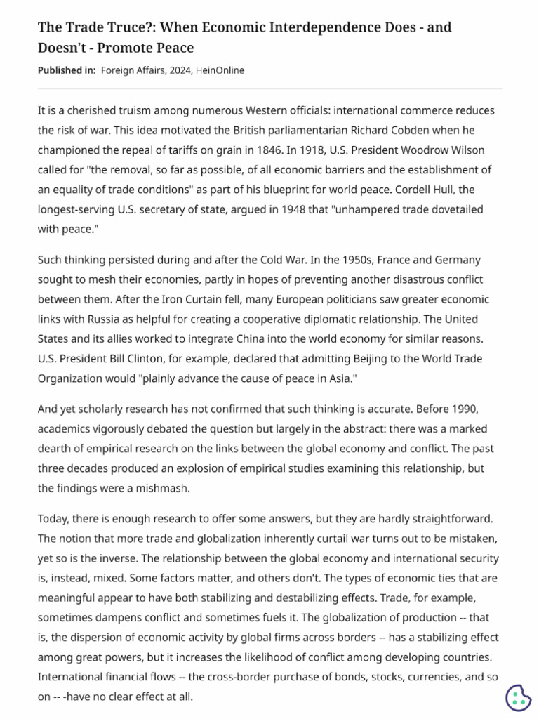 Brooks, The Trade Truce | PDF