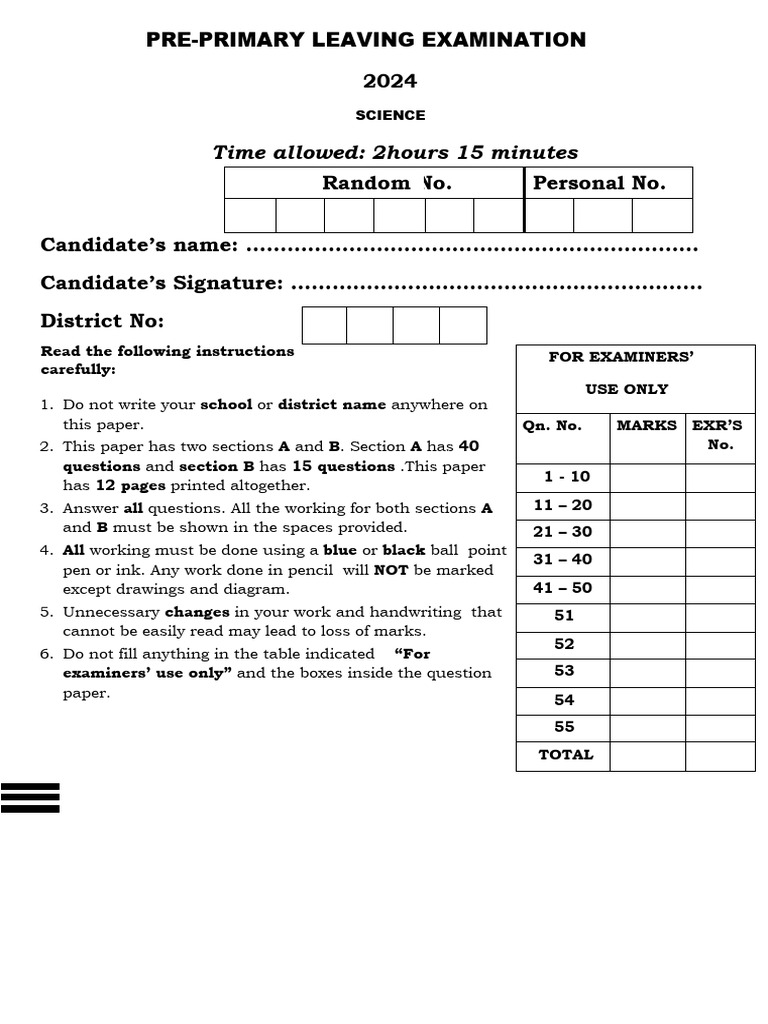 p.7 Pre Ple Science Set IV 2024 | PDF | Flowers | Vaccines