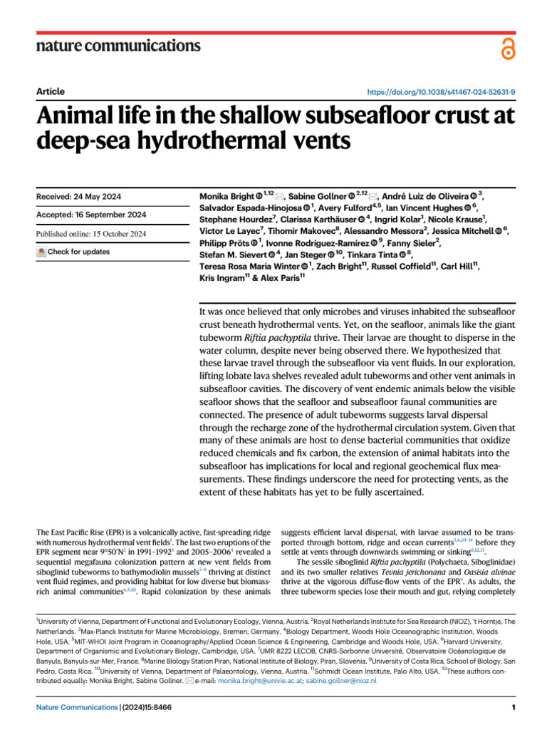 Animal Life in The Shallow Subsea Oor Crust at Deep-Sea Hydrothermal ...