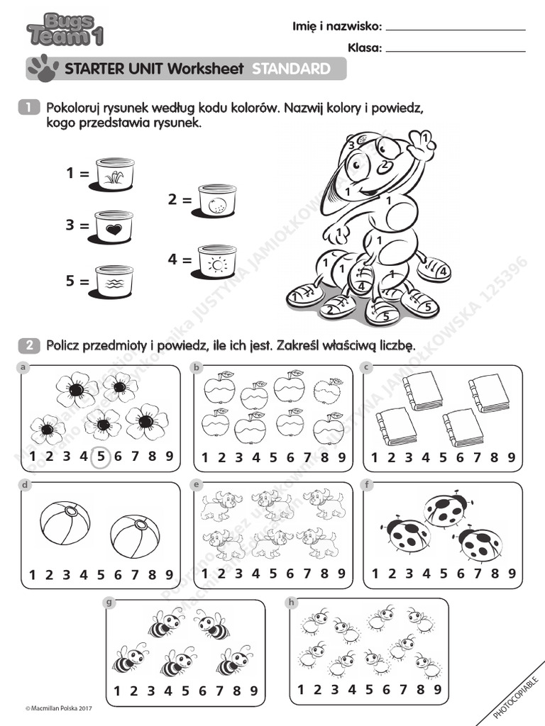BT1 Starter PB Worksheet Standard | PDF