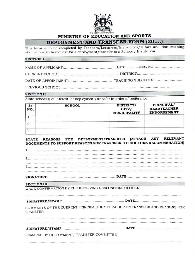 Deployment & Transfer Form (20... ) | PDF