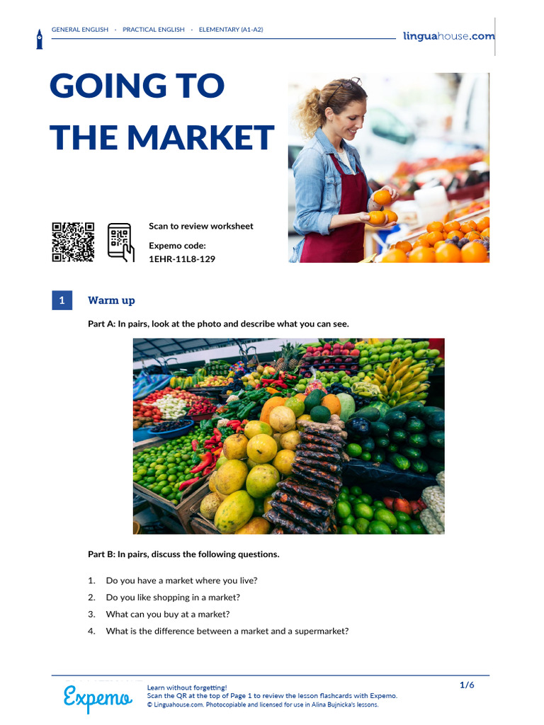 going-to-the-market-british-english-student-A1-A2 | PDF | Fruit | Foods