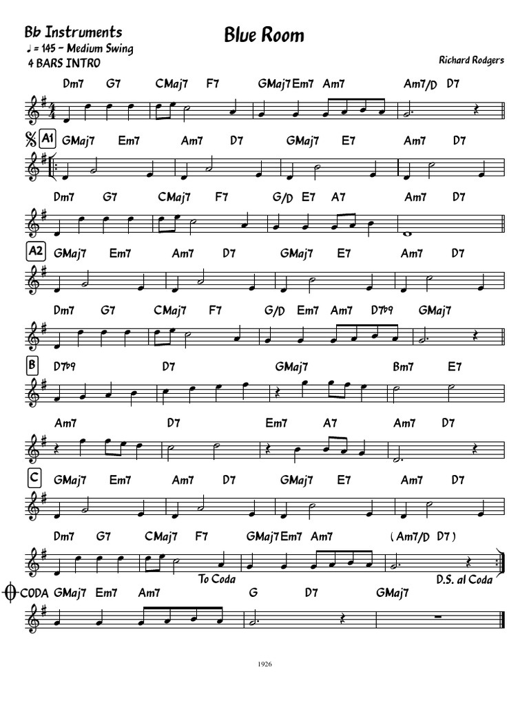 Blue Room (Basic Chords)_Bb Instruments | PDF | Elements Of Music