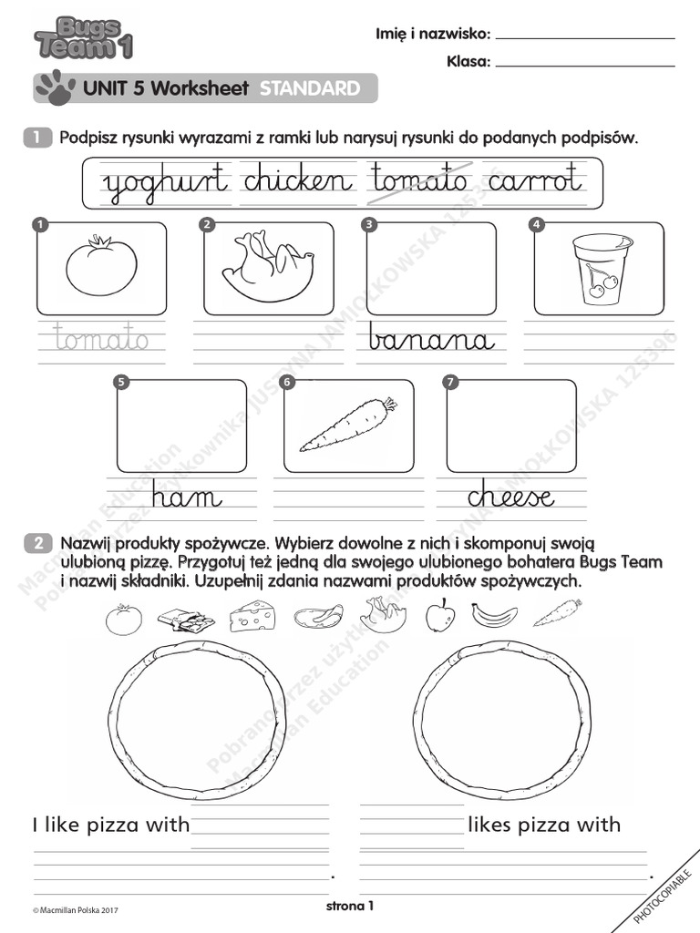 BT1 Unit 5 PB Worksheet Standard | PDF