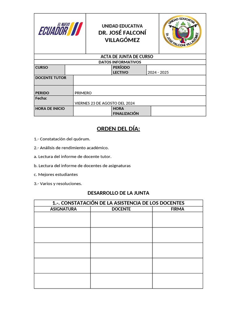 Acta Junta de Curso 2024-2025 | PDF | Crecimiento personal y profesional