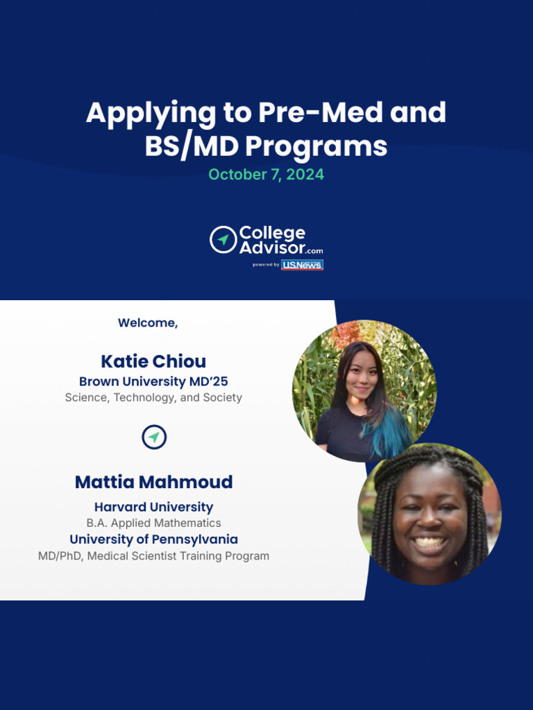 10.07.2024 - Applying To Pre-Med and BS MD Programs PDF | PDF | Doctor Of Medicine | Science