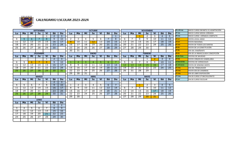 Calendario Escolar 2023 2024 | PDF | Fiestas cristianas y días santos | Observancias