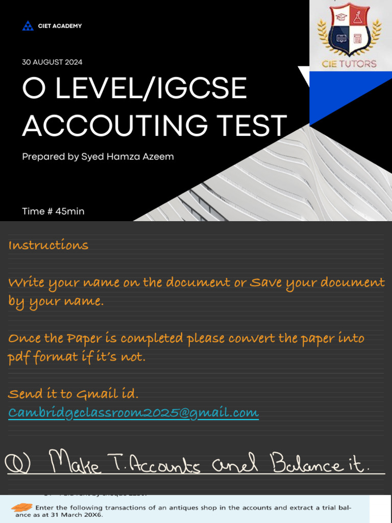 Test Accounting Aug | PDF