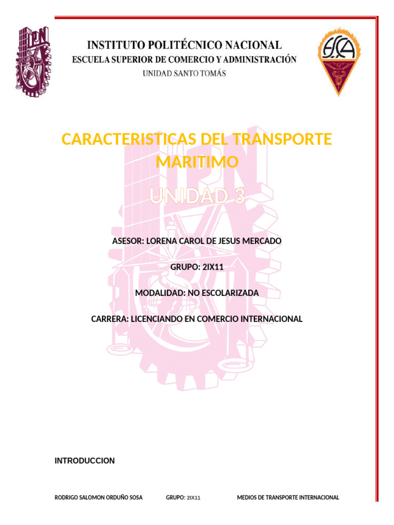 Características Del Transporte Marítimo | PDF | Transporte | El comercio internacional