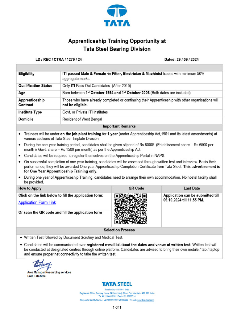 Comp Appr Adv Bearing Div Sept 2024 | PDF | Apprenticeship