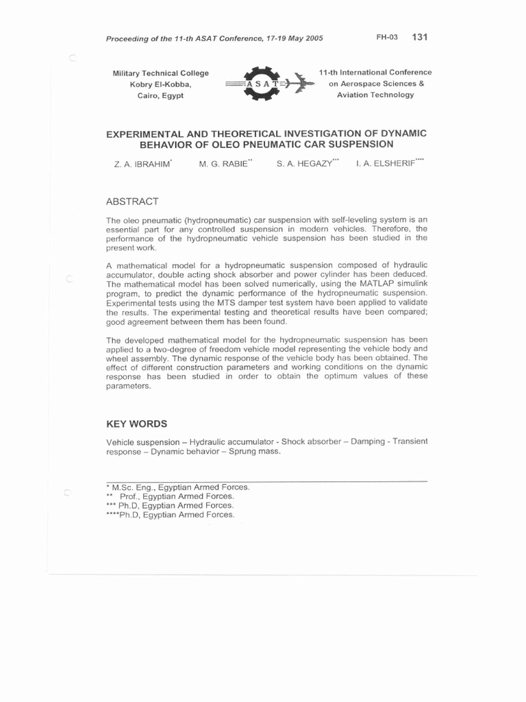 Oleo Pneumatic Car Suspension Study | PDF | Mechanical Engineering ...