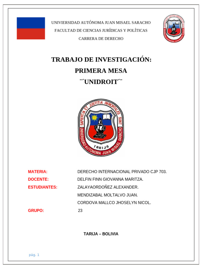 Dip. Primera Mesa Unidroit | PDF | Ley internacional | Justicia