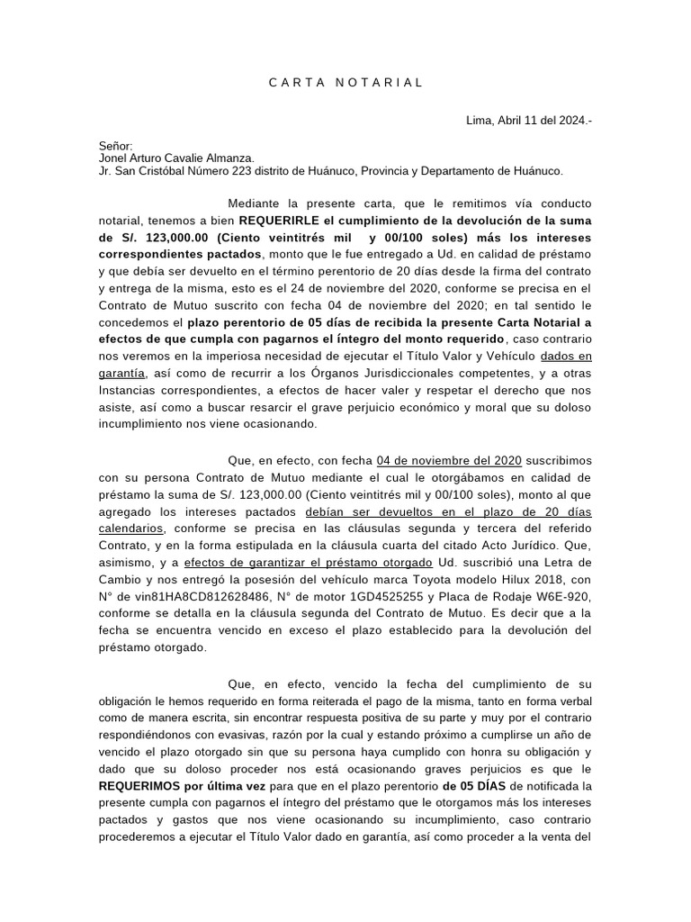 Carta Notarial | PDF