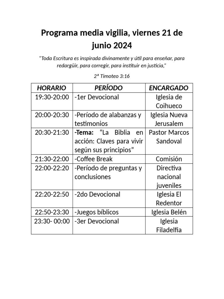 Programa Media Vigilia | PDF