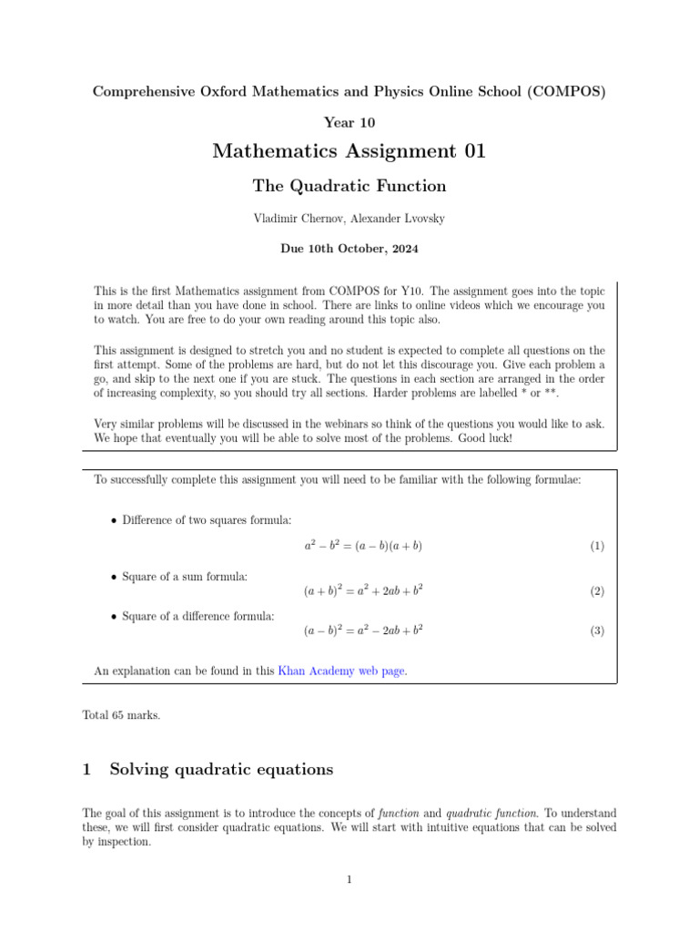 Maths24_10_01 | PDF | Factorization | Quadratic Equation