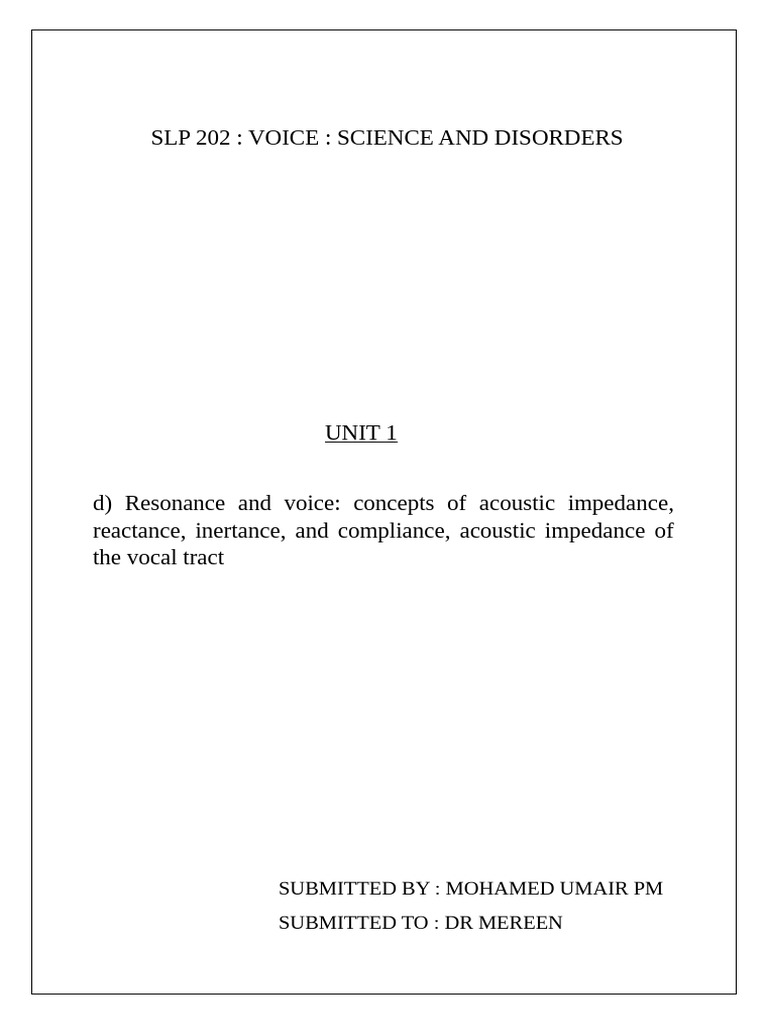 RESONANCE AND VOICE | PDF | Human Voice | Electrical Impedance