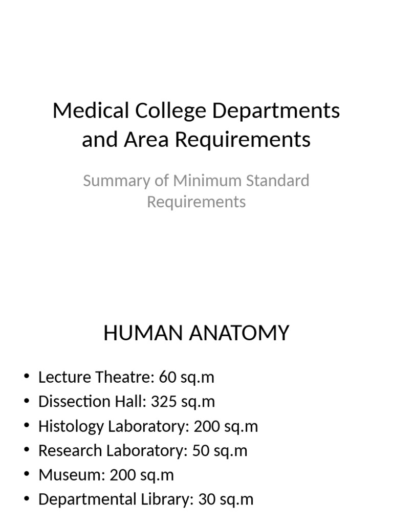 Medical College Departments and Area Requirements | PDF | Social ...