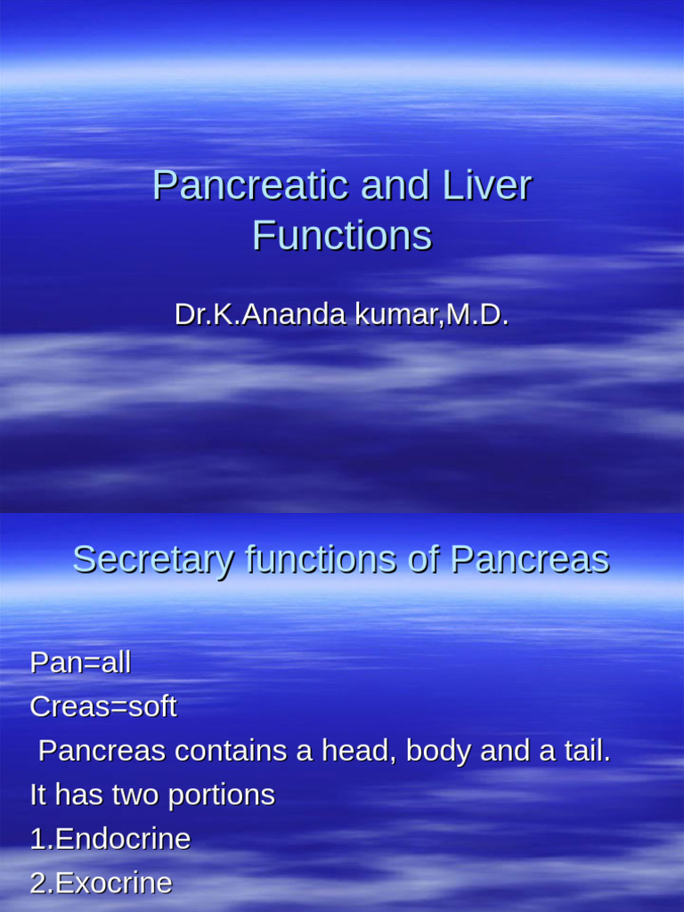Pancreatic, Liver and Intestinal Functions | PDF | Pancreas | Bile