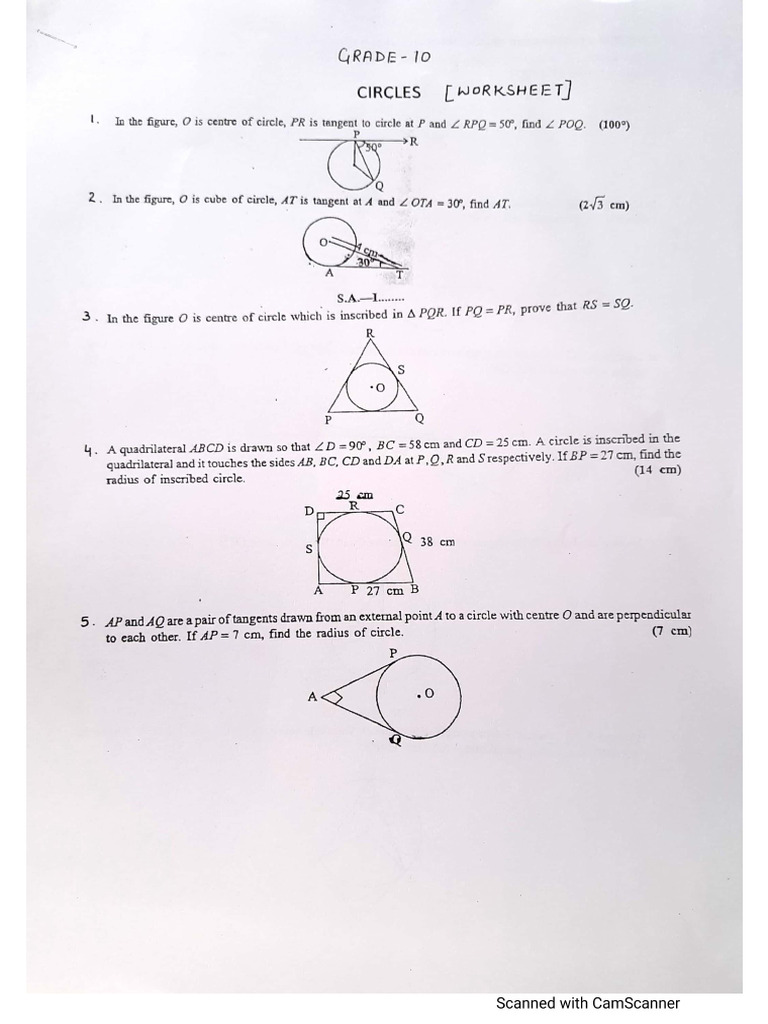 Circle - Grade 10 | PDF