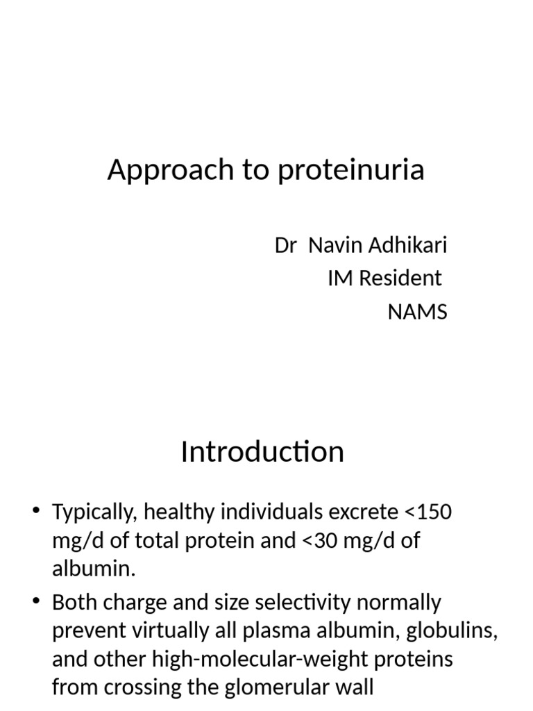 Approach To Proteinuria | PDF | Creatinine | Medicine
