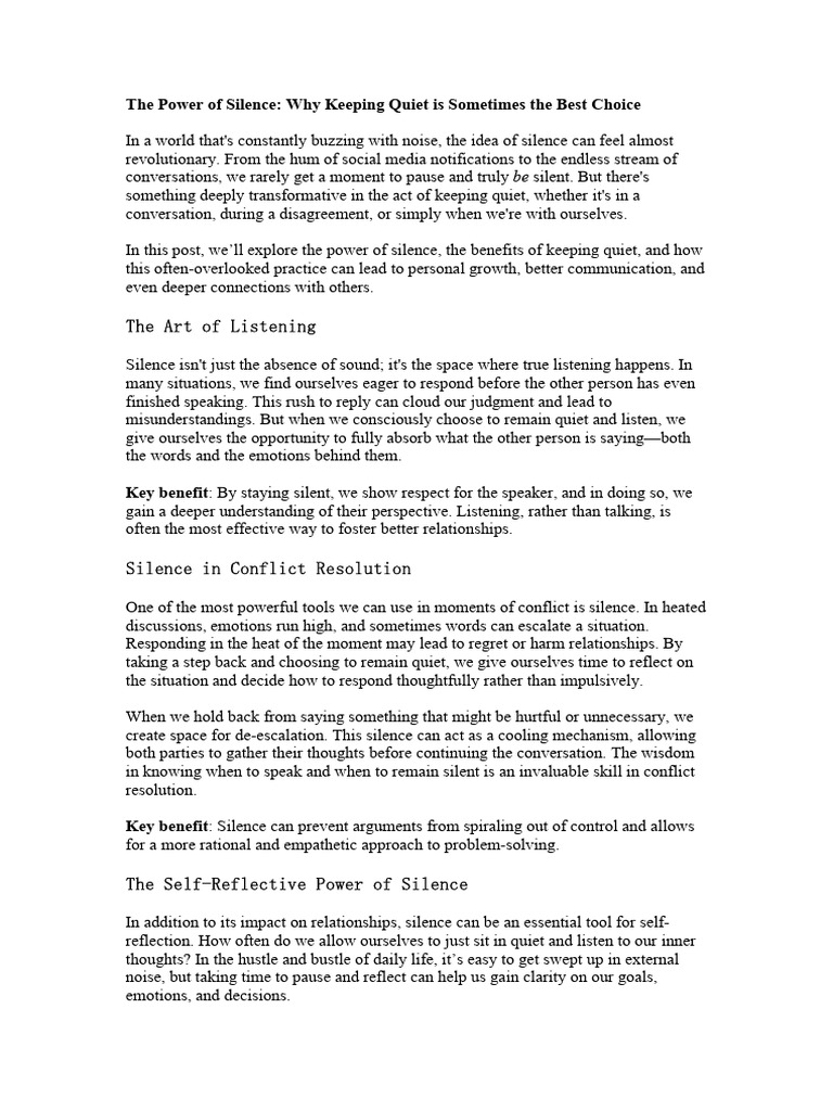 Silence Pdf Silence Nonverbal Communication