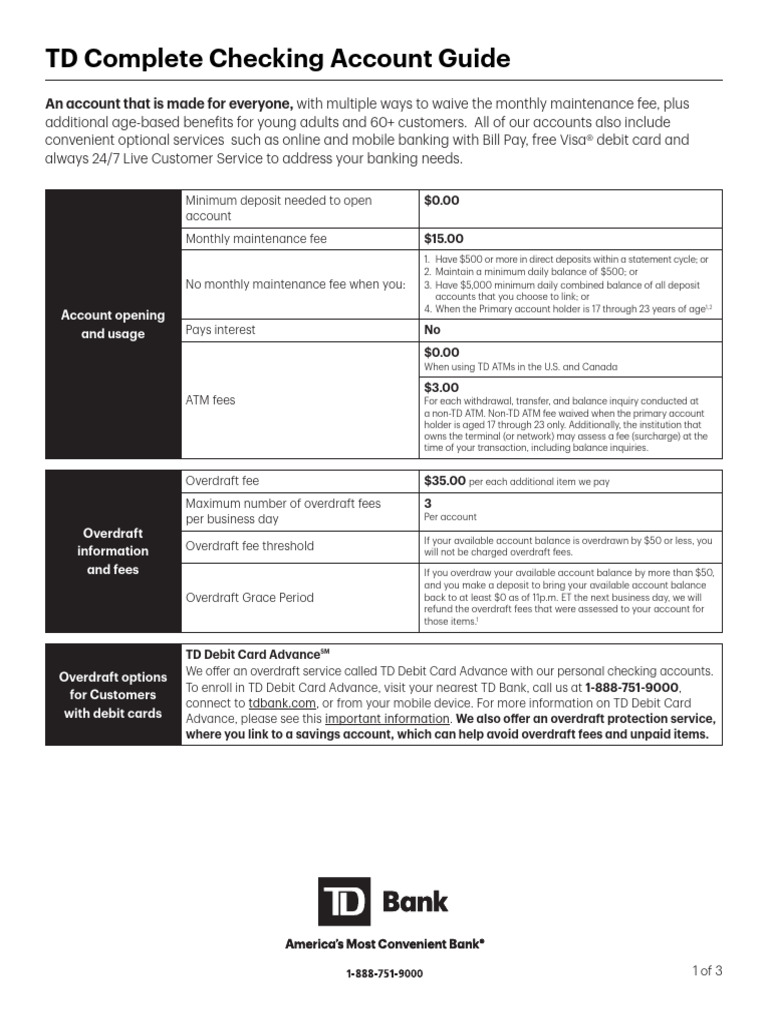 TD Complete Checking Account Guide | PDF | Overdraft | Transaction Account