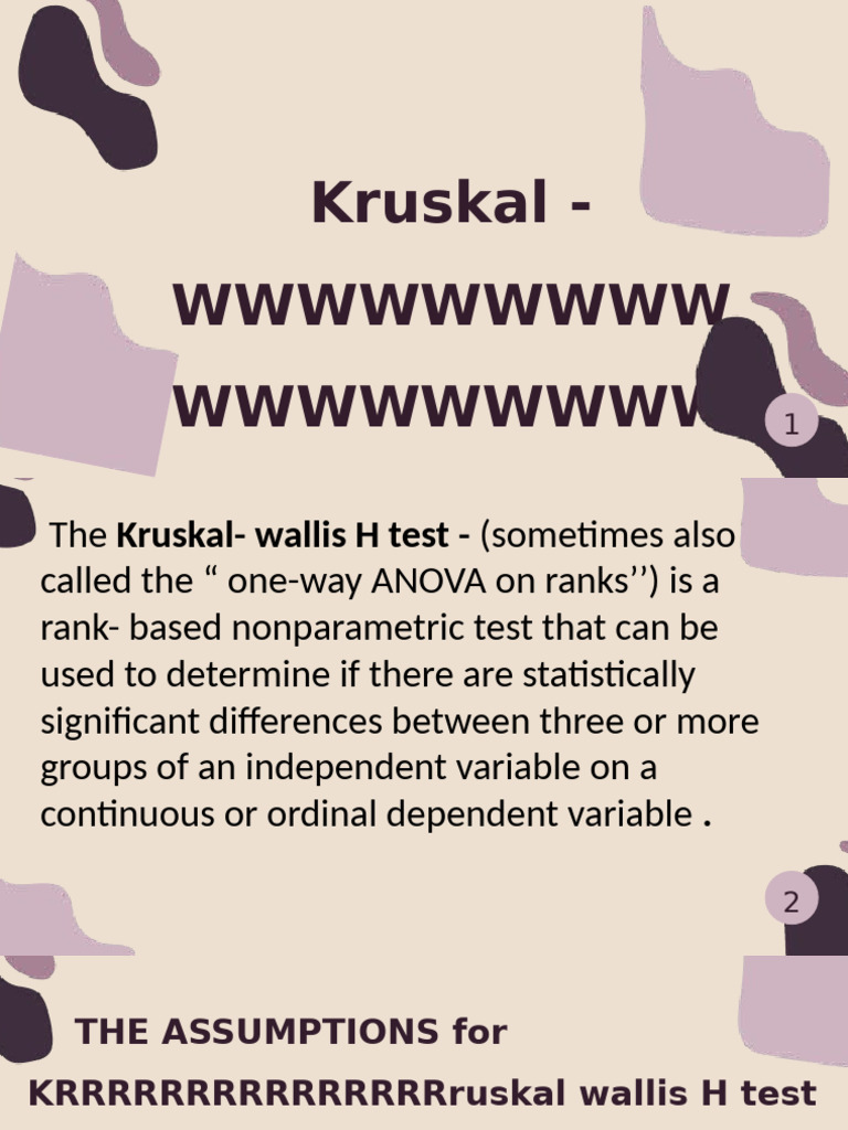 Kruskal Wallis Test | PDF | Statistics | Tests