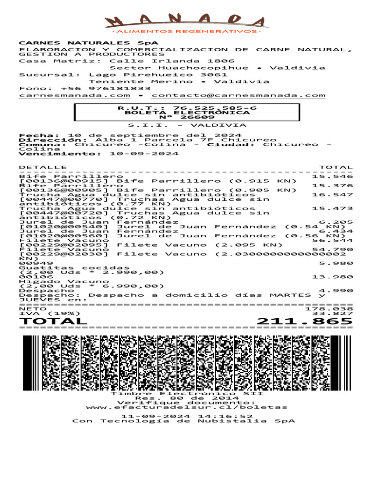 Boleta de Compra de Carnes Chicureo | PDF