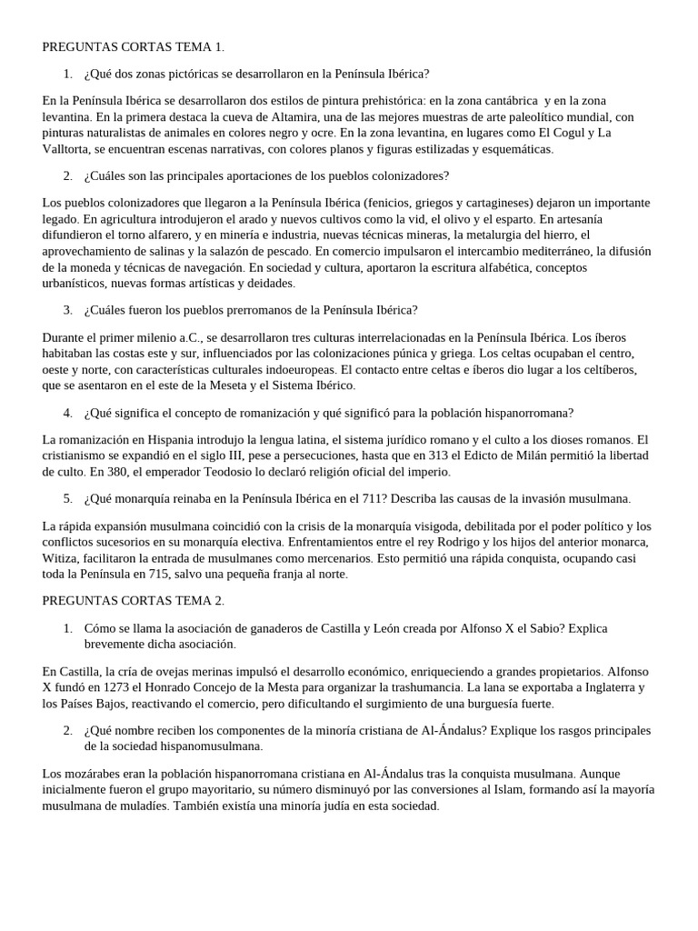 Examen 1 Hist. 161024 | PDF | Al Andalus | España