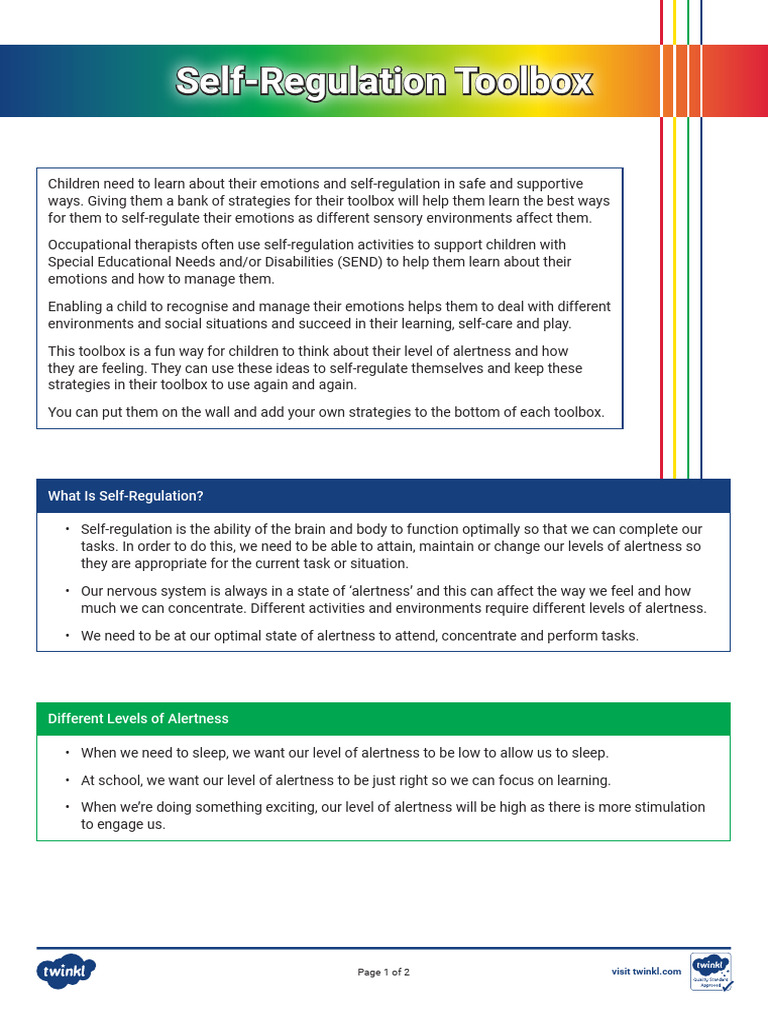 Self-Regulation Toolbox for Children | PDF | Emotional Self Regulation ...