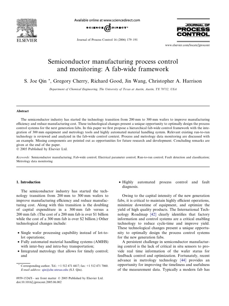 Semiconductor Manufacturing Process Control and Monitoring A Fab-Wide ...