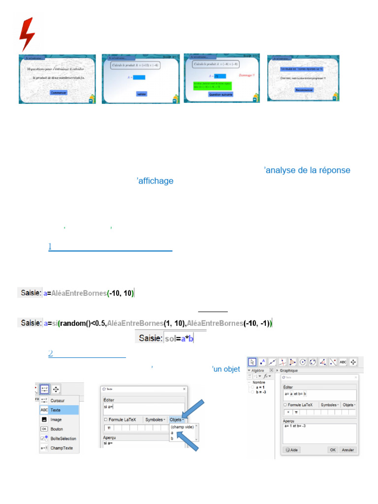 Créer un exercice autocorrectif avec GeoGebra | PDF | Booléen | JavaScript