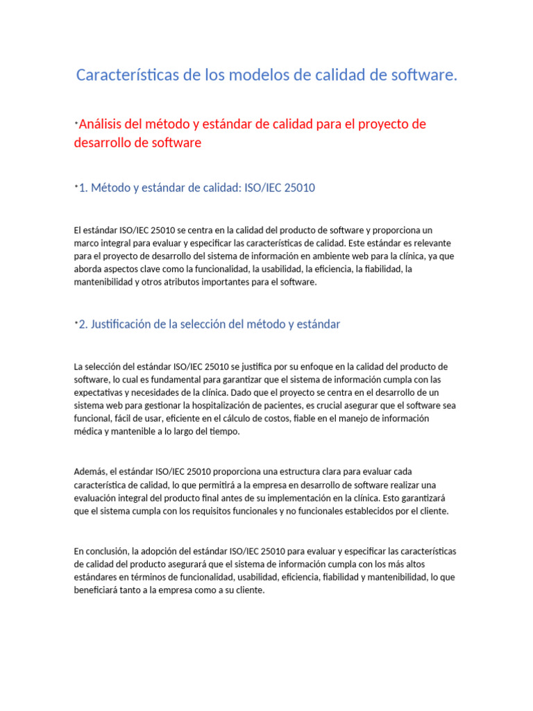 Características de Los Modelos de Calidad de Software | PDF ...
