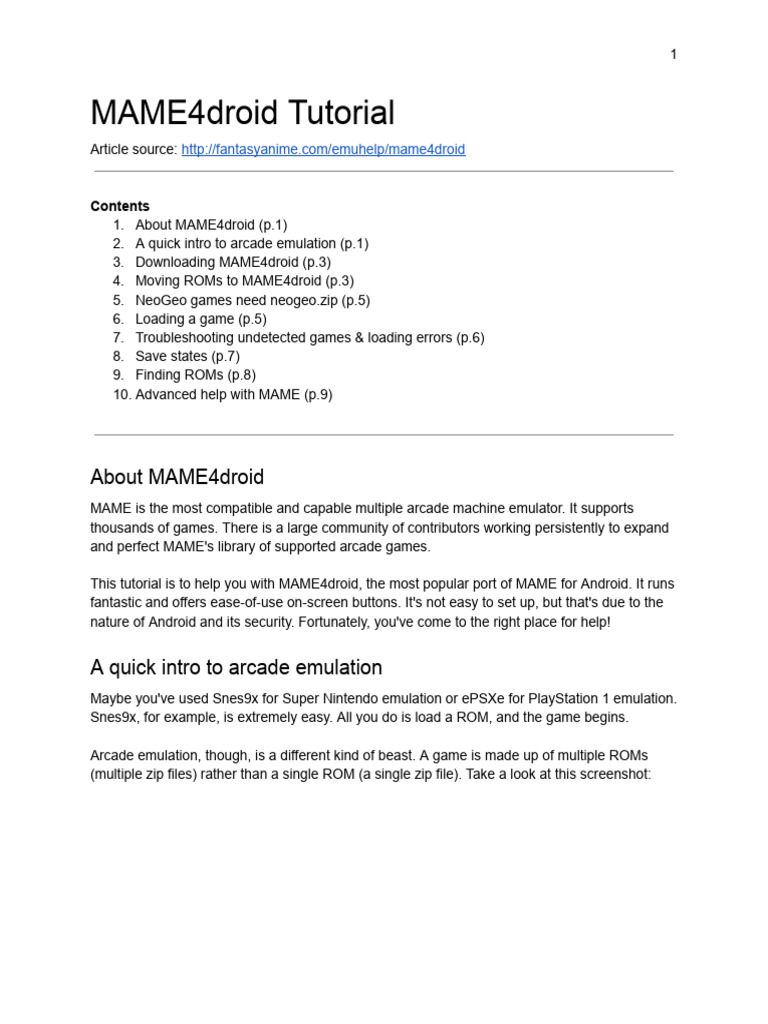 MAME4droid Tutorial | PDF | Computing | System Software