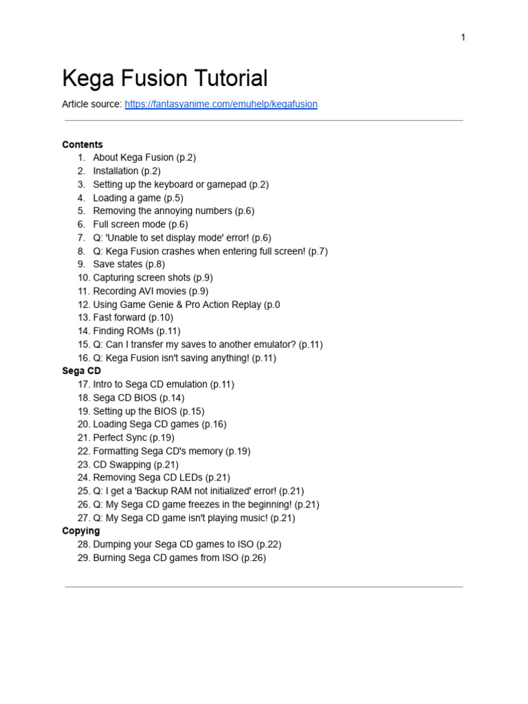 Kega Fusion Emulator Guide for Windows | PDF | Bios | Mp3