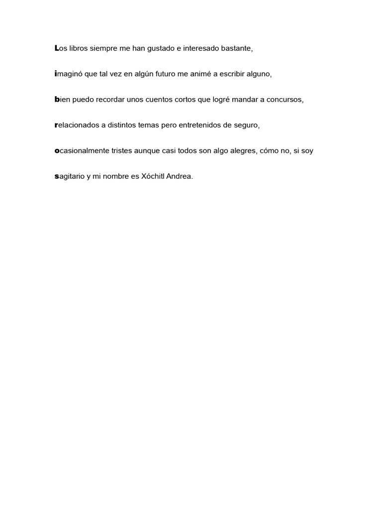 Acróstico - Xóchitl Andrea Vázquez Carrillo Grupo 121 | PDF