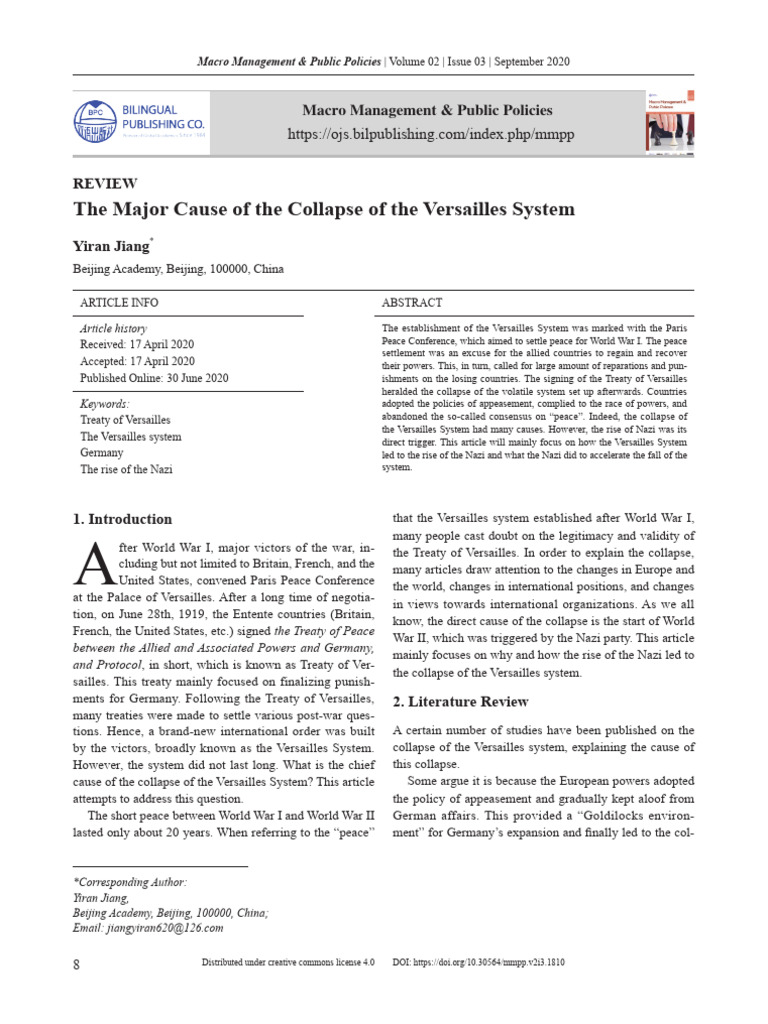 Collapse of the Versailles System Explained | PDF | Treaty Of ...