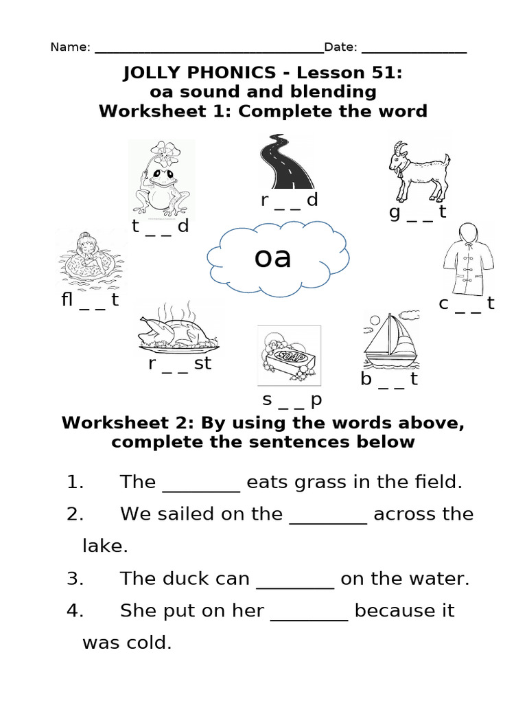 Jolly Phonics: OA Sound Worksheets | PDF | Foreign Language Studies ...