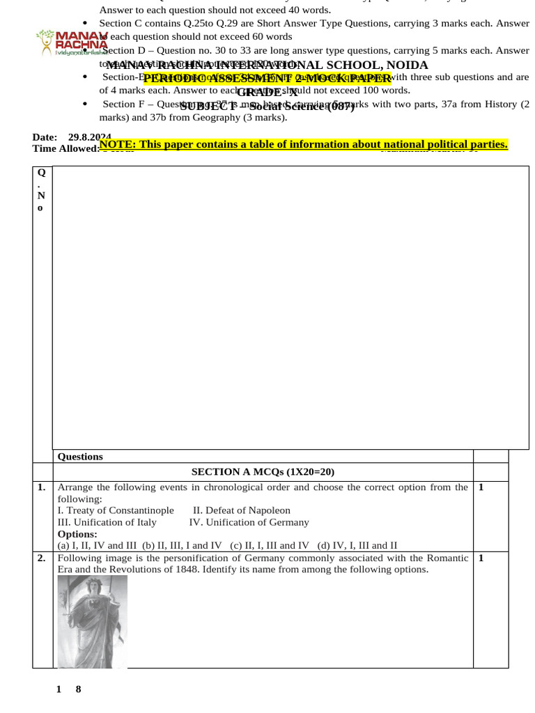 Sample Question Paper 1 | PDF