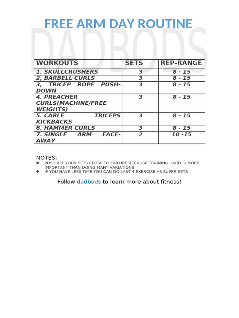 Free Arm Day Workout Routine | PDF | Science & Mathematics | Technology ...