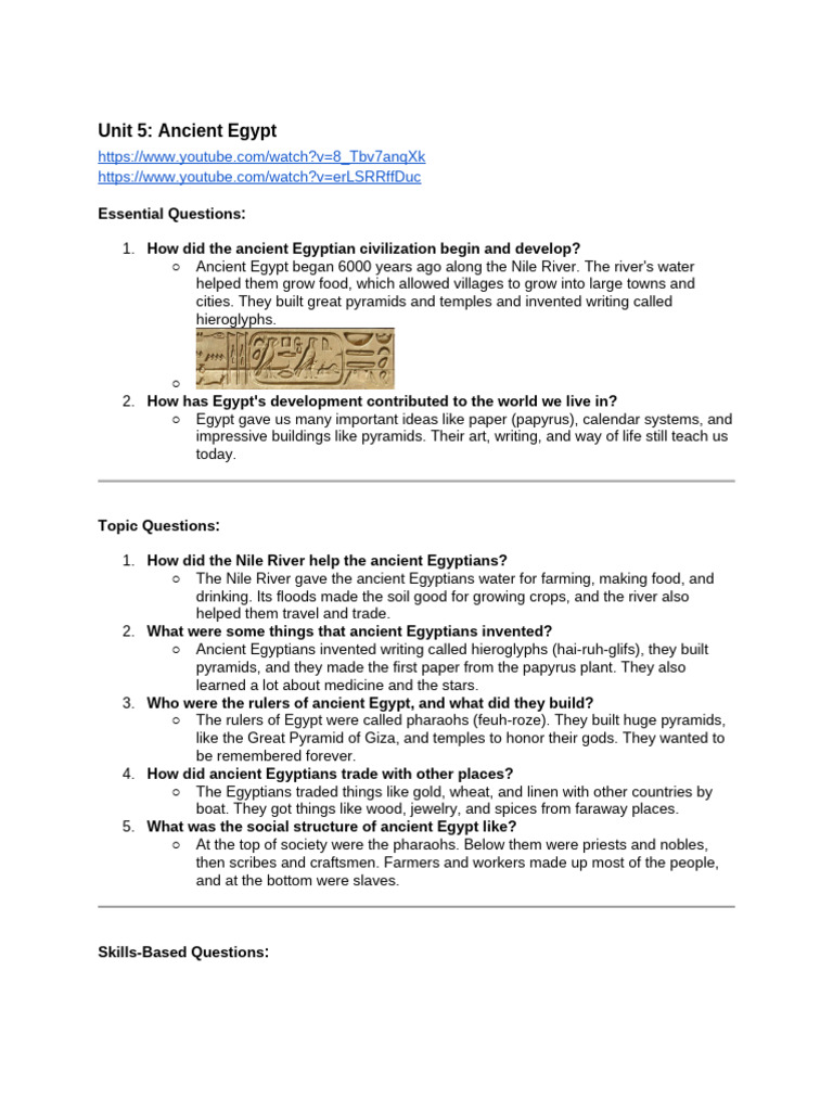 Ancient Egypt: Key Concepts and Questions | PDF | Ancient Egypt ...