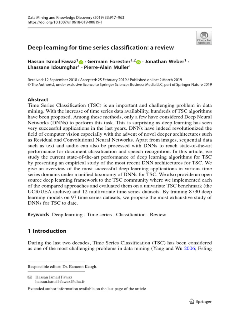 Deep Learning For Time Series Classification A Review Pdf Deep